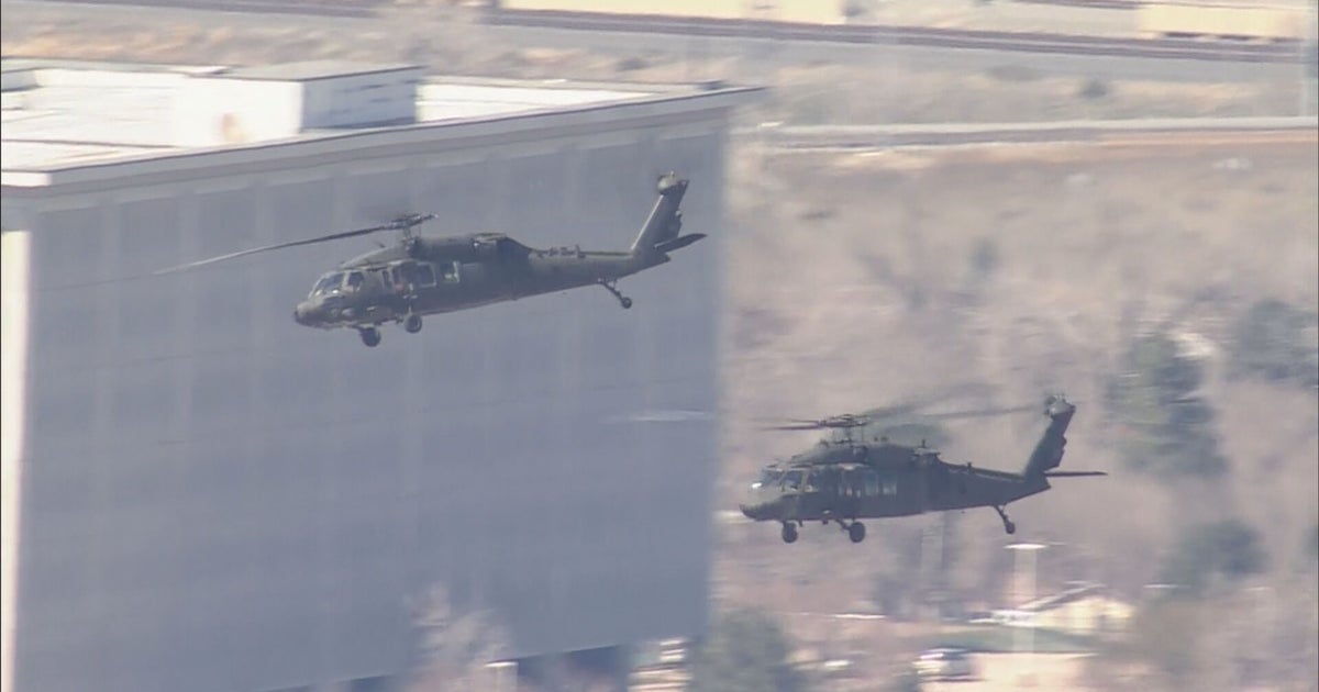 LOOK: 2 Black Hawk Helicopters Land In Downtown Denver - CBS Colorado