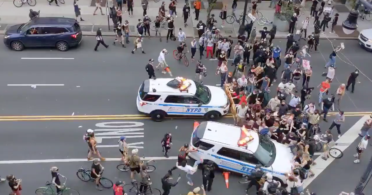 Video shows NYPD vehicles driving into protesters in Brooklyn - CBS News