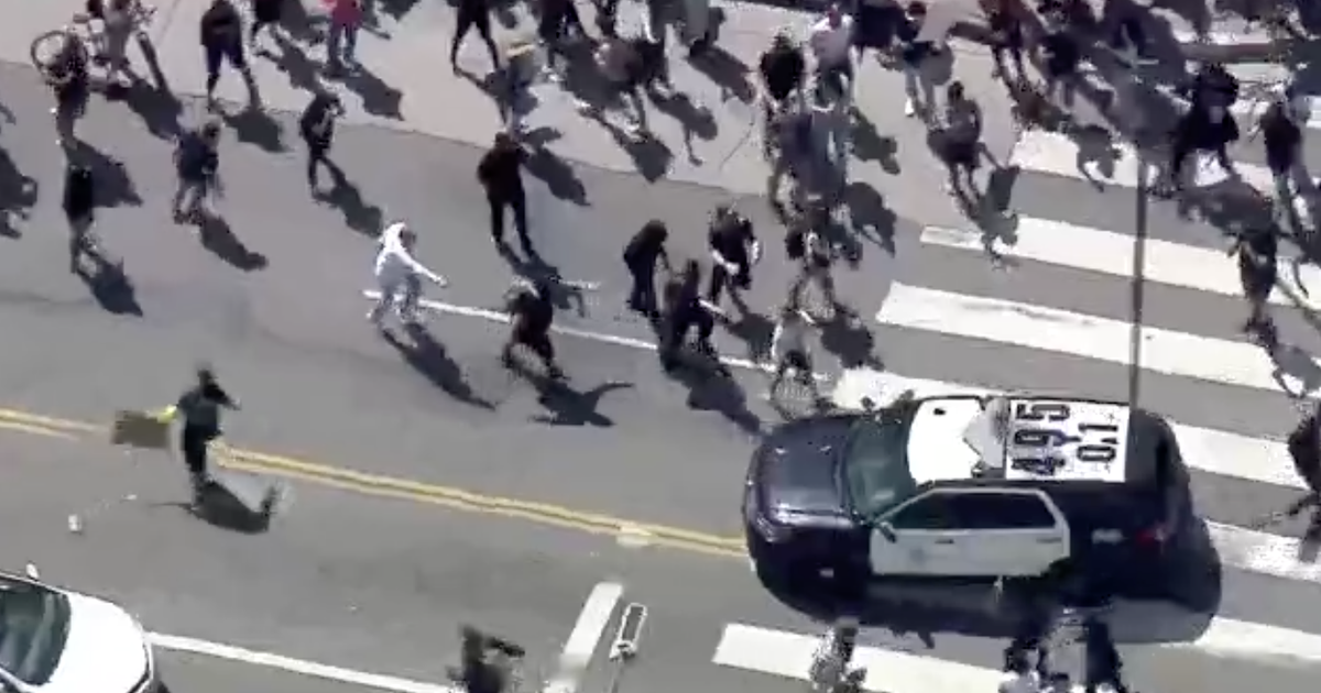 LAPD Vehicle Captured On Camera Hitting Protesters In Downtown LA - CBS ...