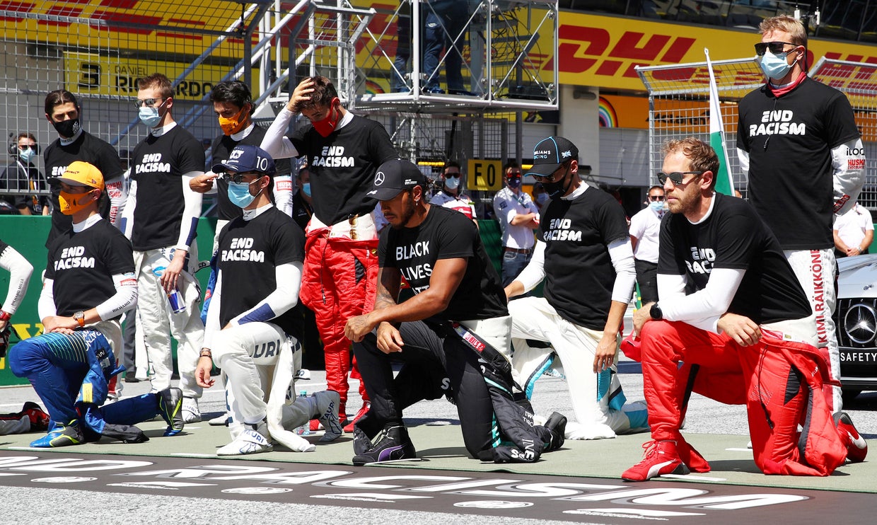 Formula One drivers take a knee in show of solidarity for anti-racism ...