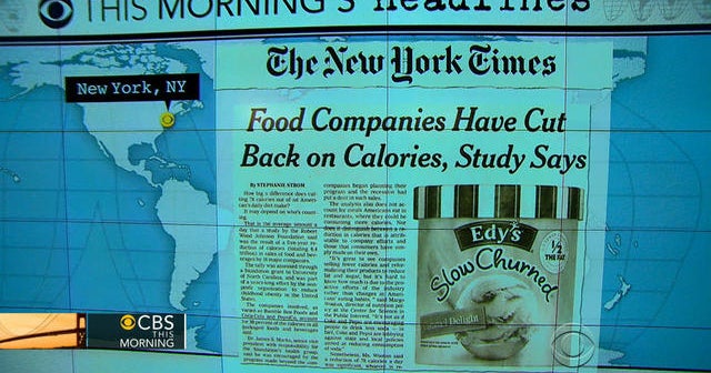 Headlines at 8:30: Packaged goods and beverages have less calories than ...