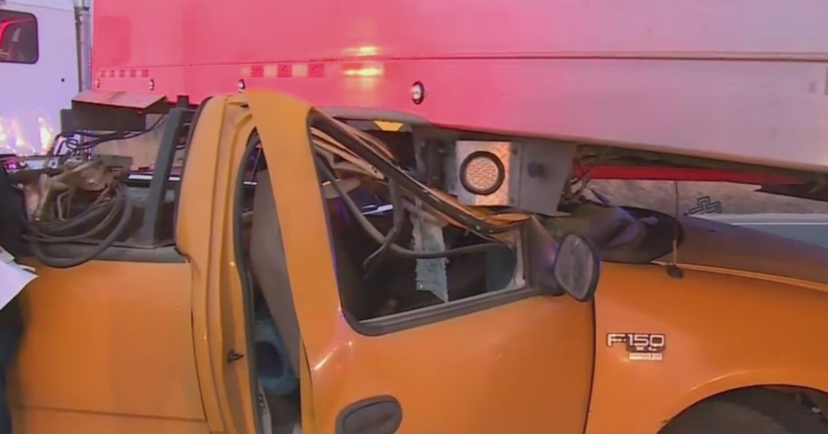 Truck Gets Wedged Under Big Rig In Yolo County Crash - CBS Sacramento