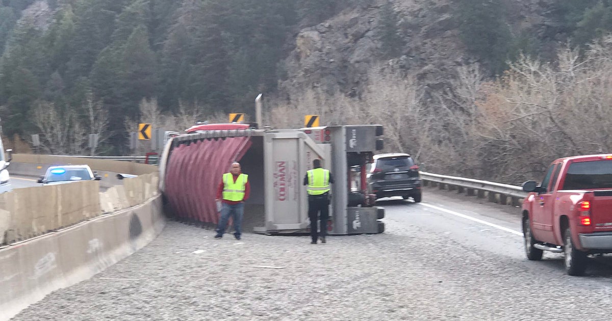 Truck Rollover Causes A Mess On Highway 285 - CBS Colorado