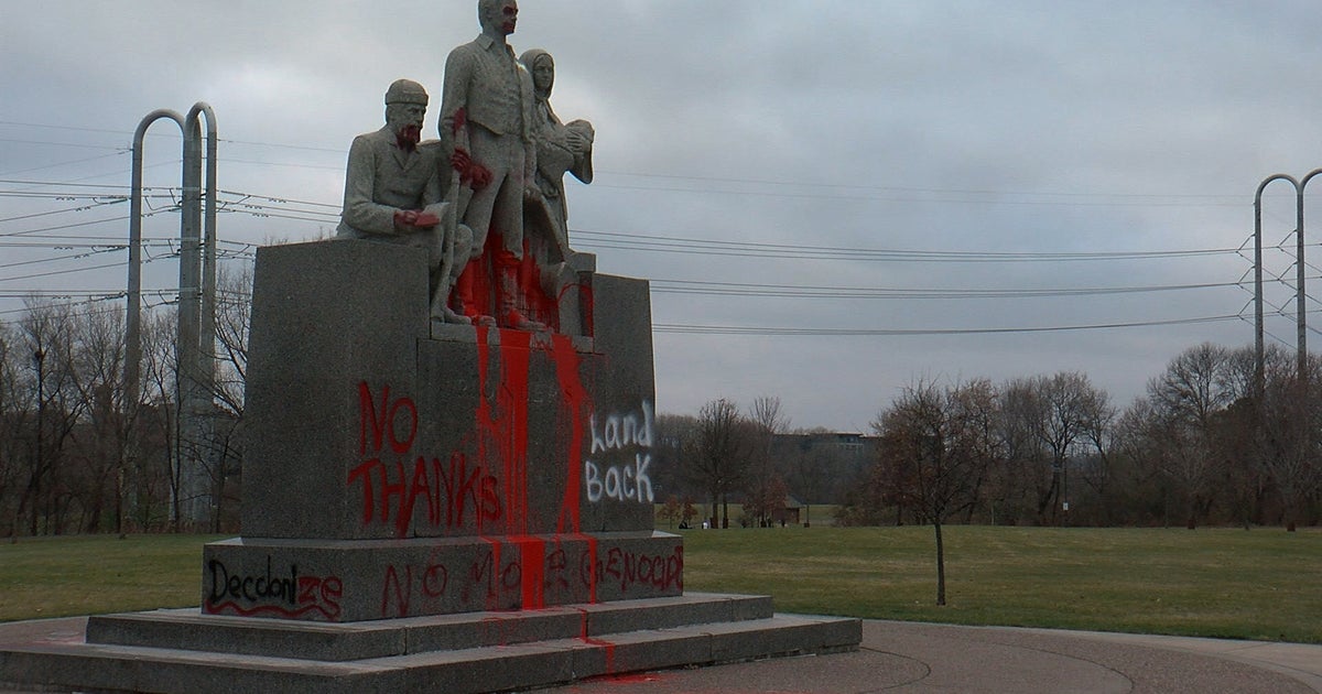 George Washington, Pioneer Statues Graffitied In Minneapolis - CBS ...