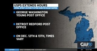 USPS Extending Hours This Weekend At Detroit-Area Locations For Holiday ...