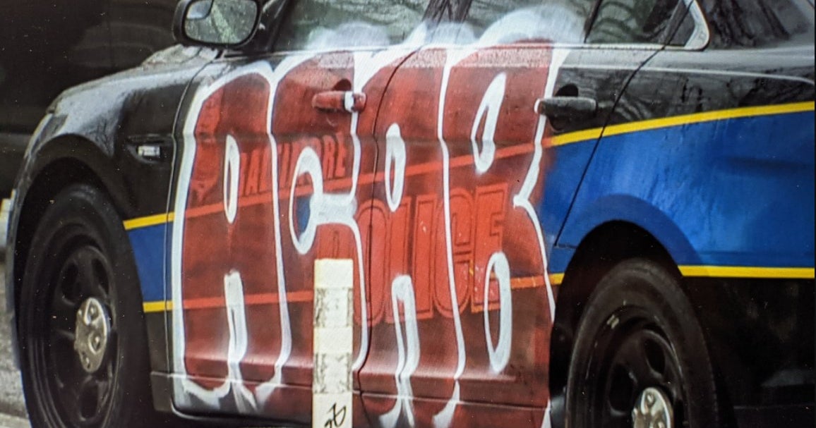 Baltimore Police Car Vandalized Near Training Academy - CBS Baltimore