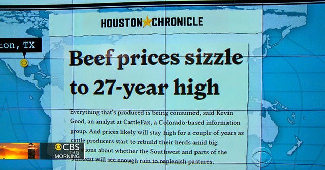 Headlines: Beef prices highest in almost 30 years - CBS News