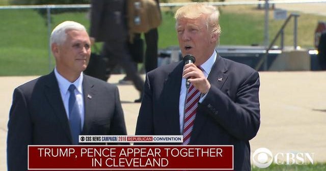 Donald Trump, Mike Pence appear together in Cleveland - CBS News