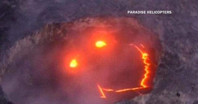Lava forms smiley face in volcano - CBS News