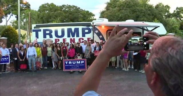 How an RV is registering Trump fans to vote - CBS News