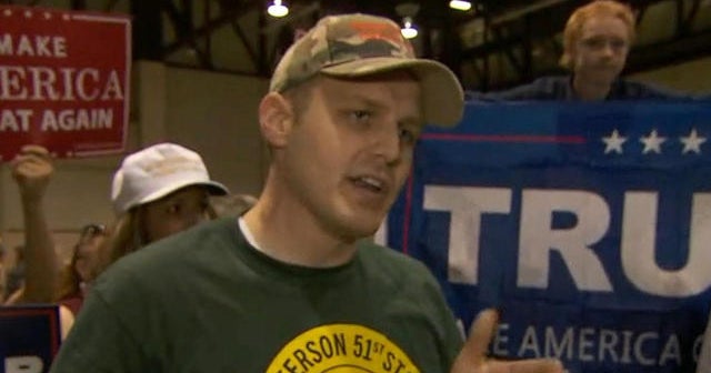 Self-described neo-Nazi causes commotion at Trump rally - CBS News