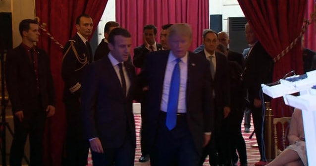 President Trump heads home after Paris meeting - CBS News