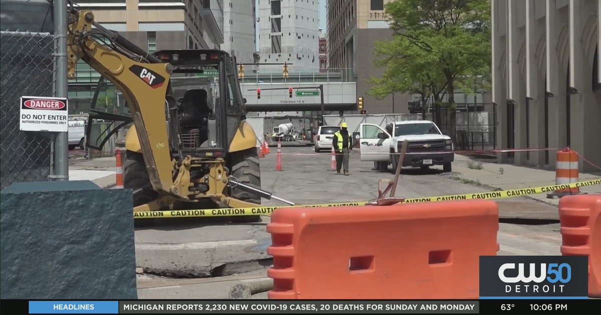 Water Main Break Temporarily Shuts Off Water Downtown - CBS Detroit