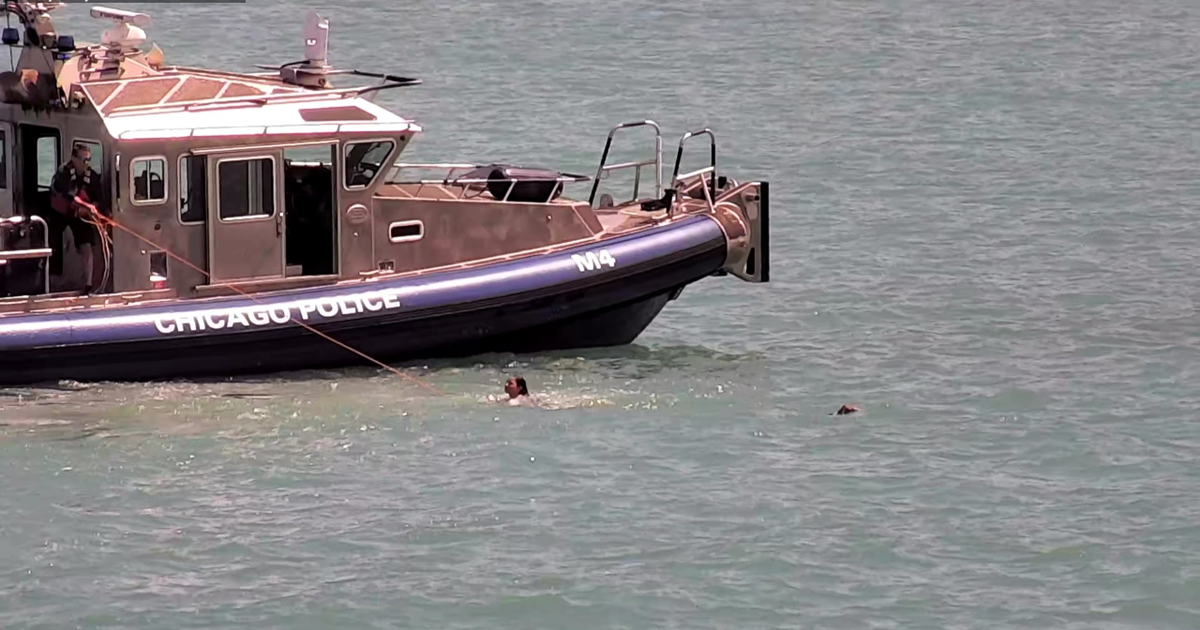 Police Rescue Woman From Water Offshore From Downtown Chicago - CBS Chicago