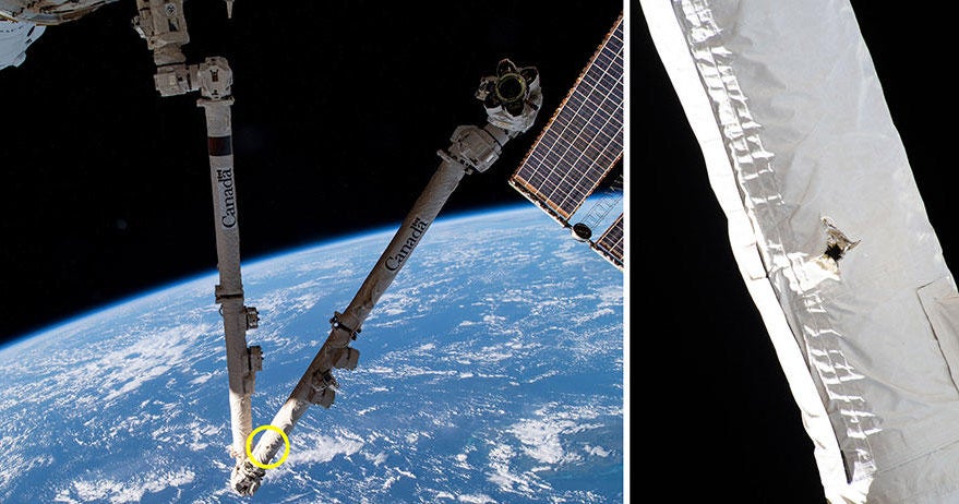 Space junk slams into International Space Station, damaging a robotic ...