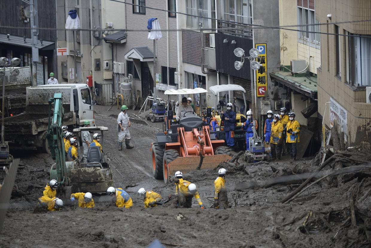 Dozens missing after landslide tears through Japanese resort town - CBS ...