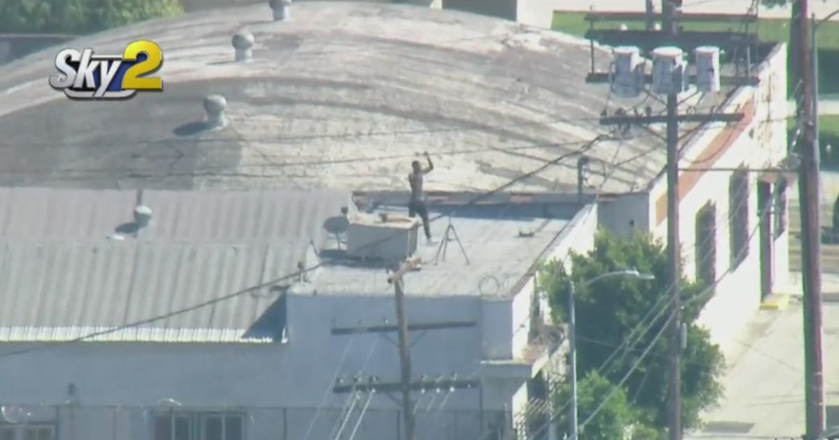 Robbery Suspect Holes Up On Rooftop Before Being Arrested - CBS Los Angeles