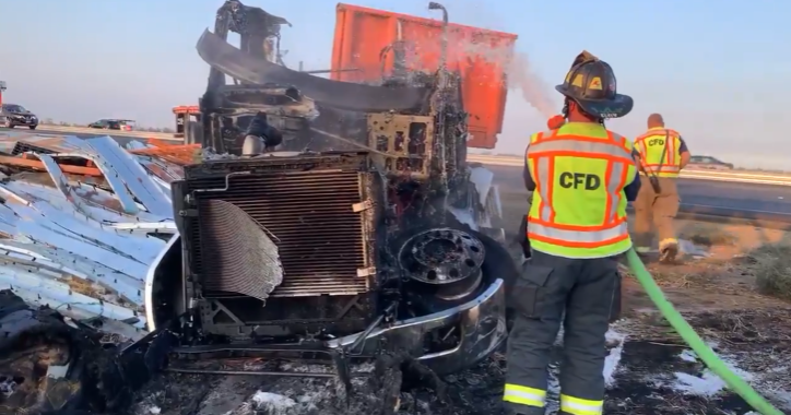 Big Rig Crashes And Catches Fire On I-5 Near Elk Grove Boulevard - CBS ...