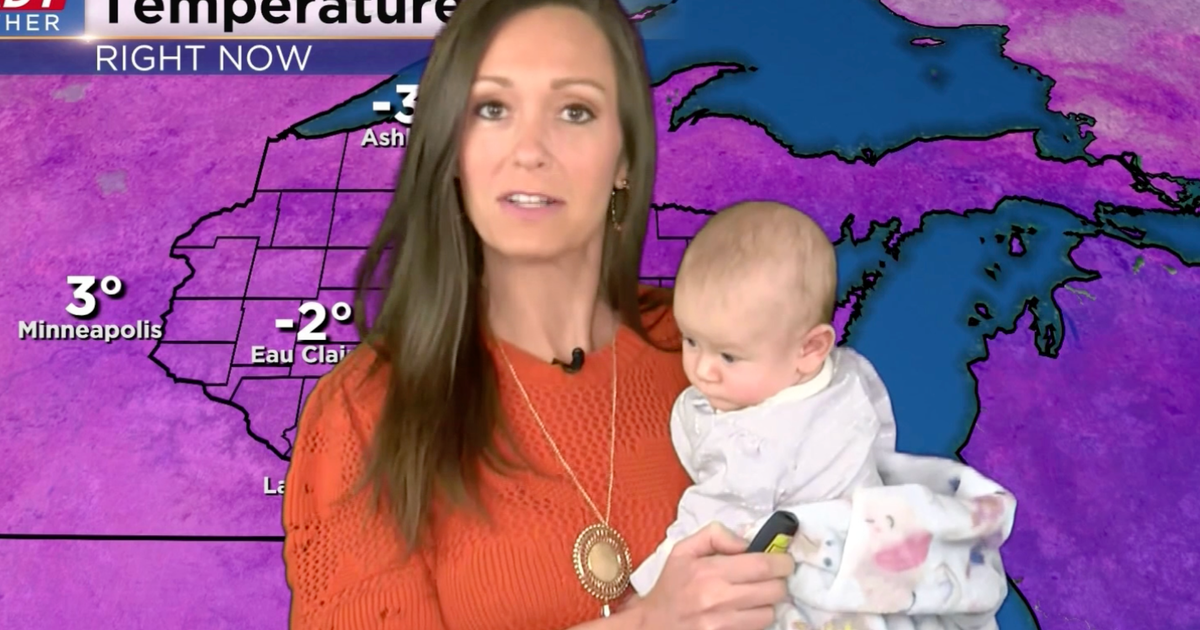 Baby, it's cold outside! CBS meteorologist brings 13-week-old on-air ...