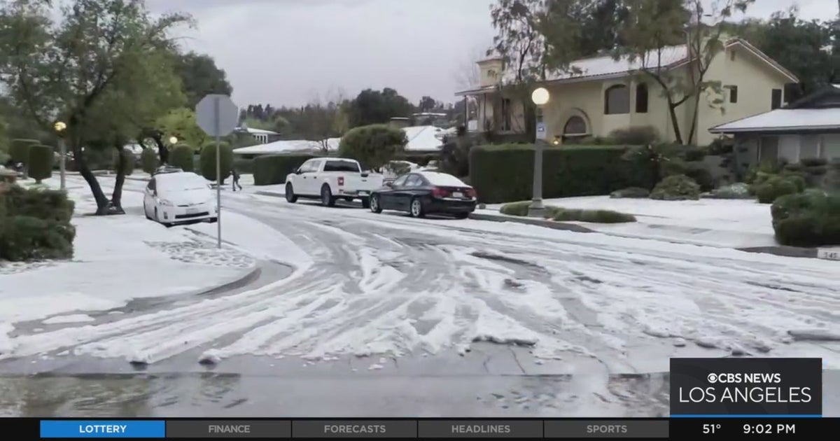 As Hailstorm Hits Pasadena, Residents Head Outside For Wintery Fun ...