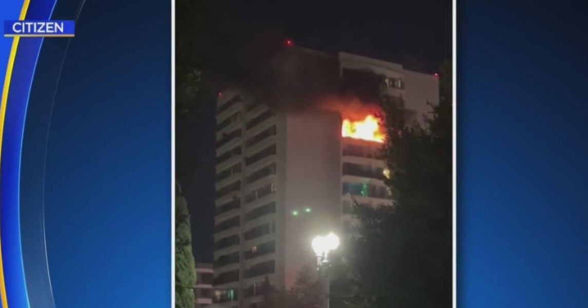 Three-alarm fire breaks out on 14th floor of Long Beach high-rise - CBS ...