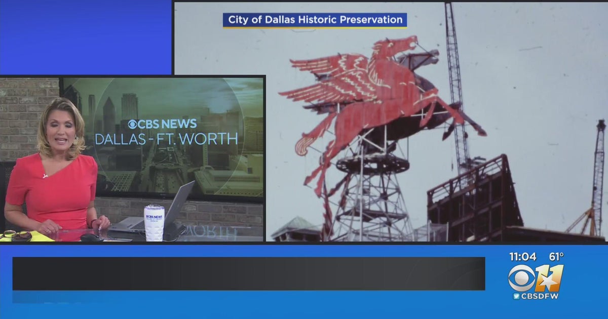 Neon Dallas Pegasus sign in danger of falling - CBS Texas