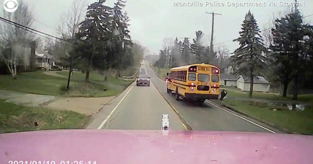 Dramatic footage shows truck narrowly miss school bus as brakes fail ...