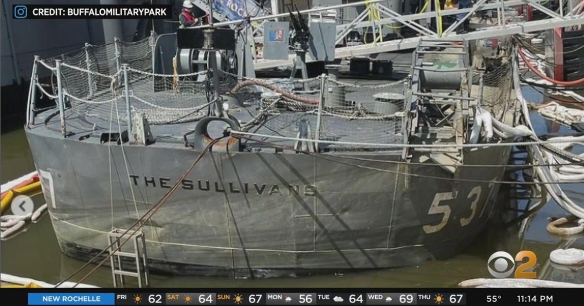 Crews make progress in re-floating U.S.S. Sullivans - CBS New York