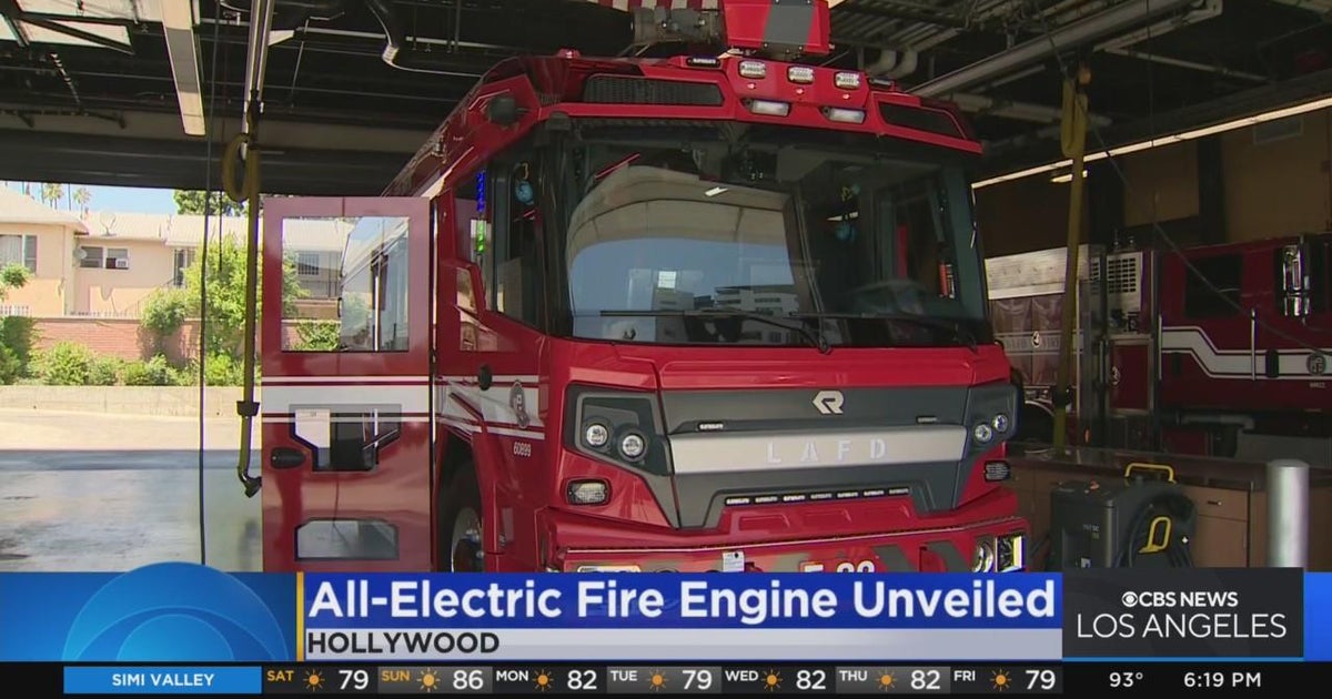 LAFD unveils all-electric fire engine - CBS Los Angeles