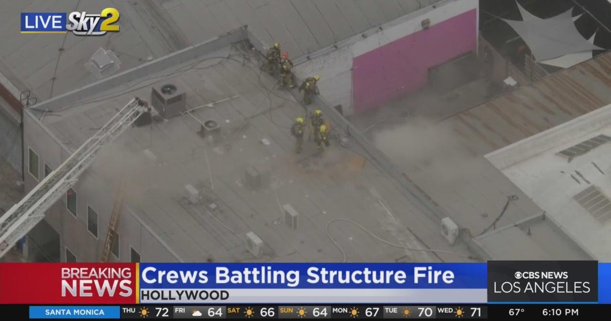 LAFD crews battle structure fire in Hollywood - CBS Los Angeles