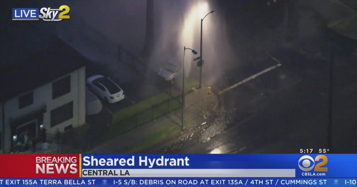 Van shears hydrant in Harvard Heights area, sending up huge geyser of ...