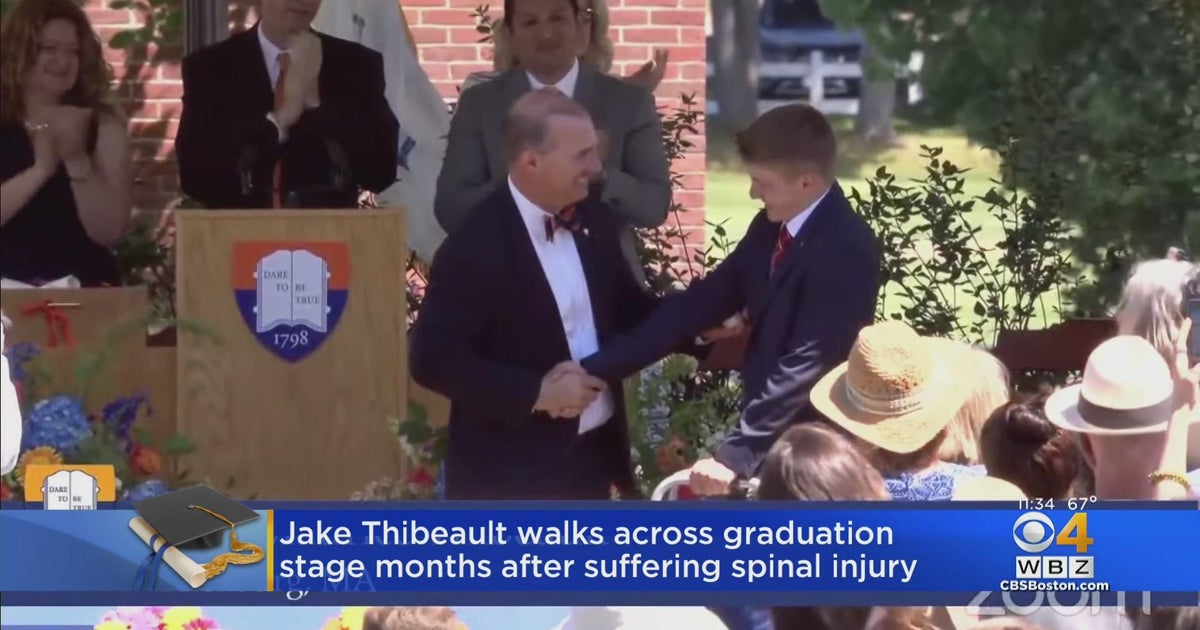 Jake Thibeault walks across stage at Milton Academy graduation months ...