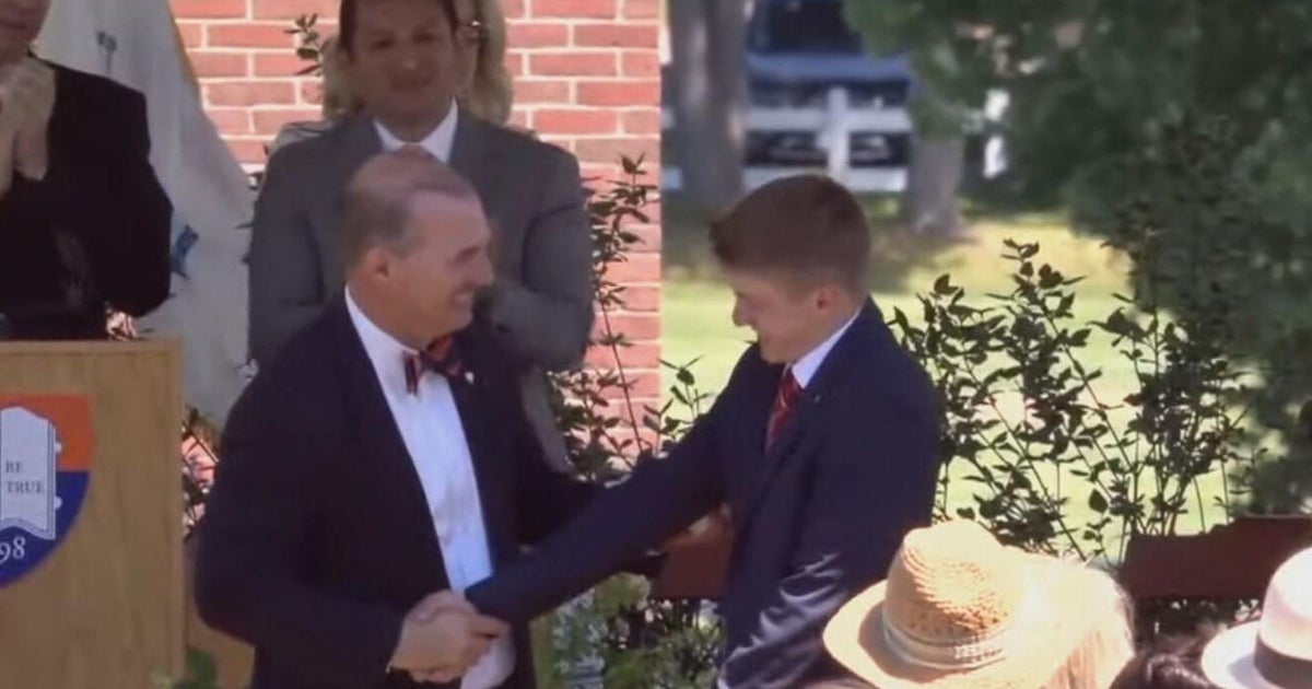 Jake Thibeault walks across stage at Milton Academy graduation months ...