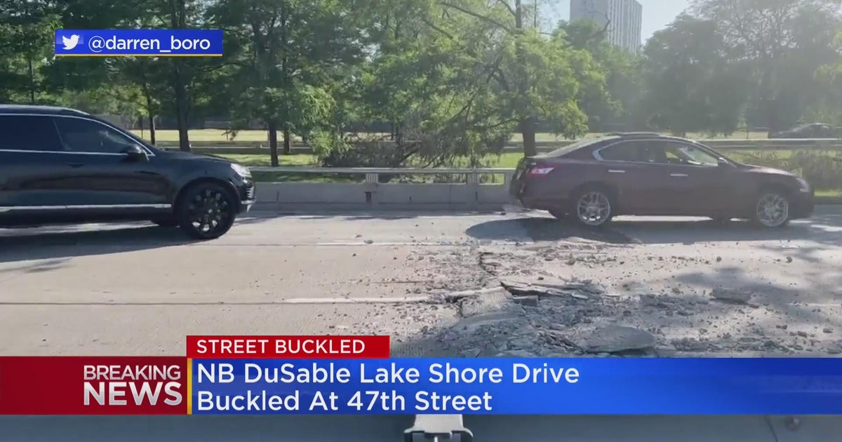 Pavement buckles on DuSable Lake Shore Drive near 47th Street - CBS Chicago