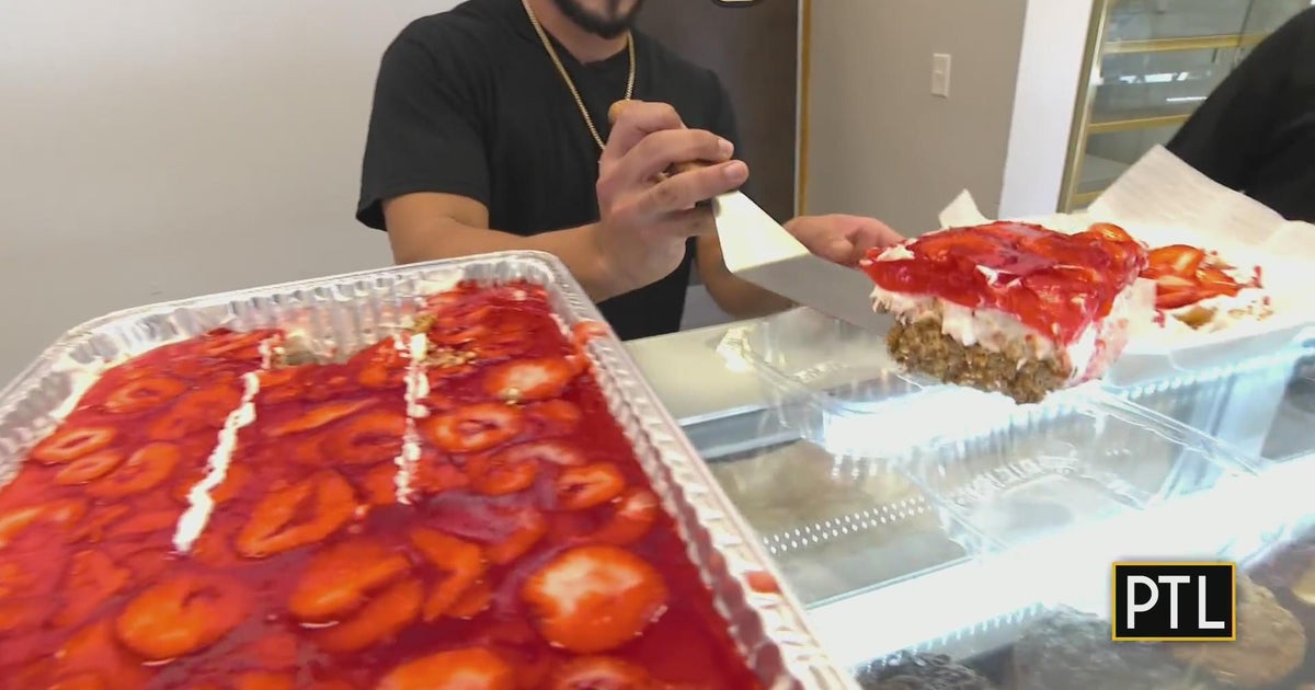 Serving up strawberry pretzel salad at Shell's Sweets and Treats - CBS ...