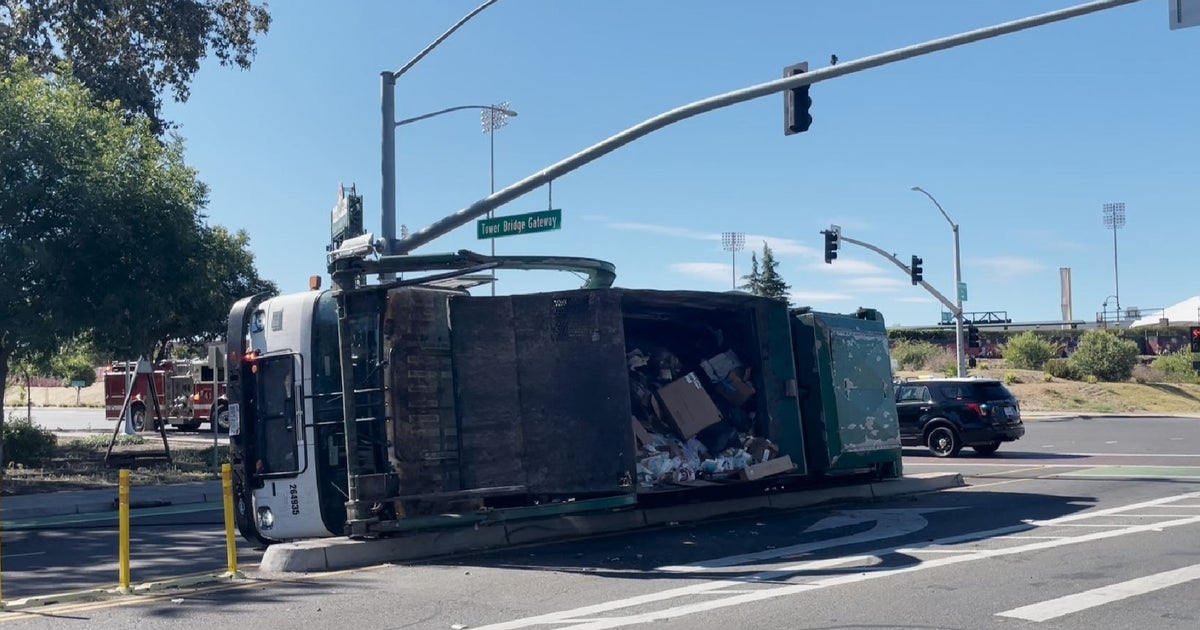 Garbage Truck Overturns In West Sacramento - CBS Sacramento