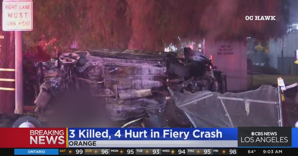 3 killed, 4 hurt in fiery crash in Orange - CBS Los Angeles