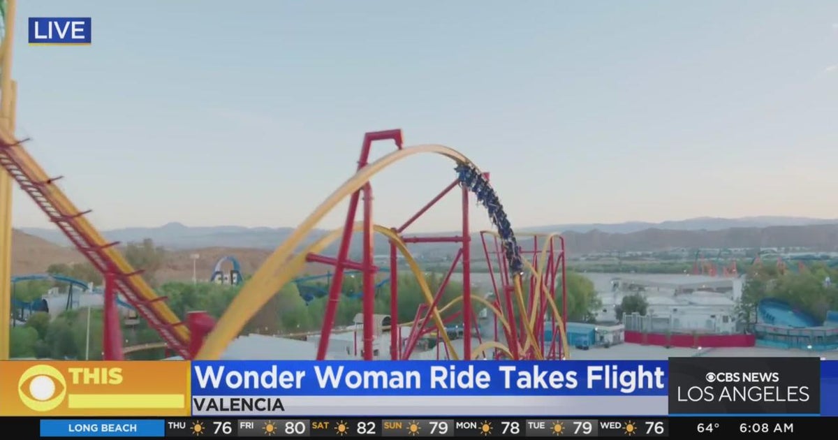 CBS reporter Lauren Pozen takes on Six Flags' new Wonder Woman ride ...