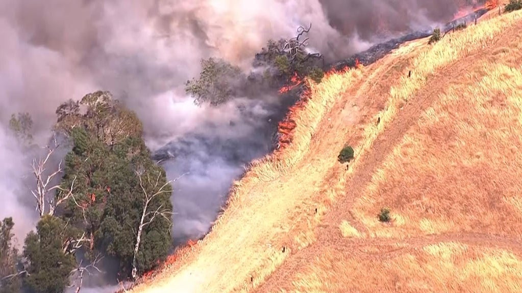 Update: Crews contain 3-alarm vegetation fire in Martinez - CBS San ...