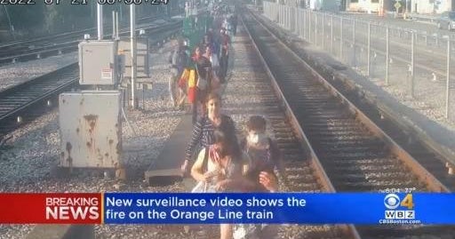 Newly released surveillance video shows MBTA Orange Line fire - CBS Boston