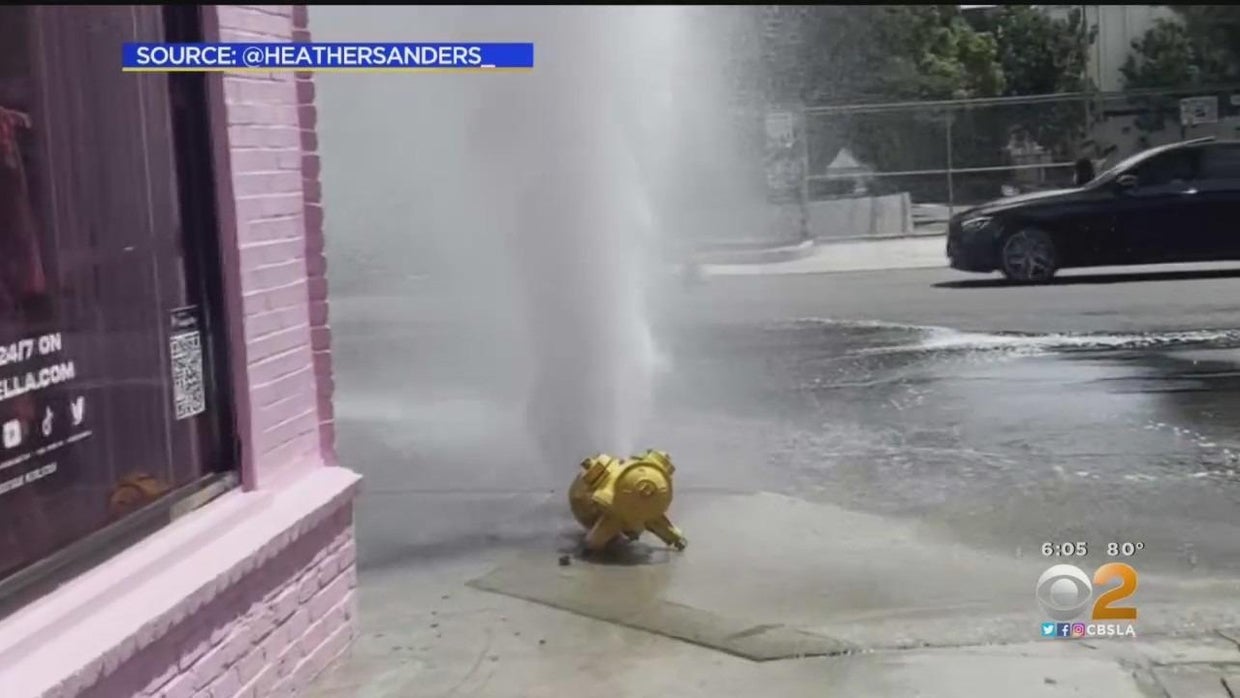 Sheared hydrant floods clothing boutique in Fairfax District - CBS Los ...