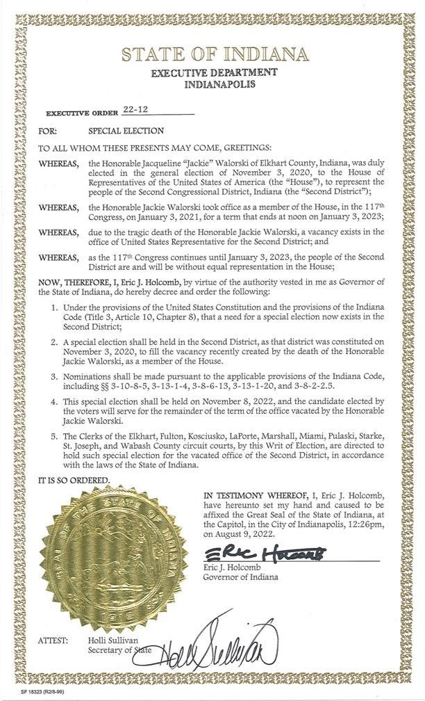 Special election to be held for U.S. Rep. Jackie Walorski's seat - CBS News