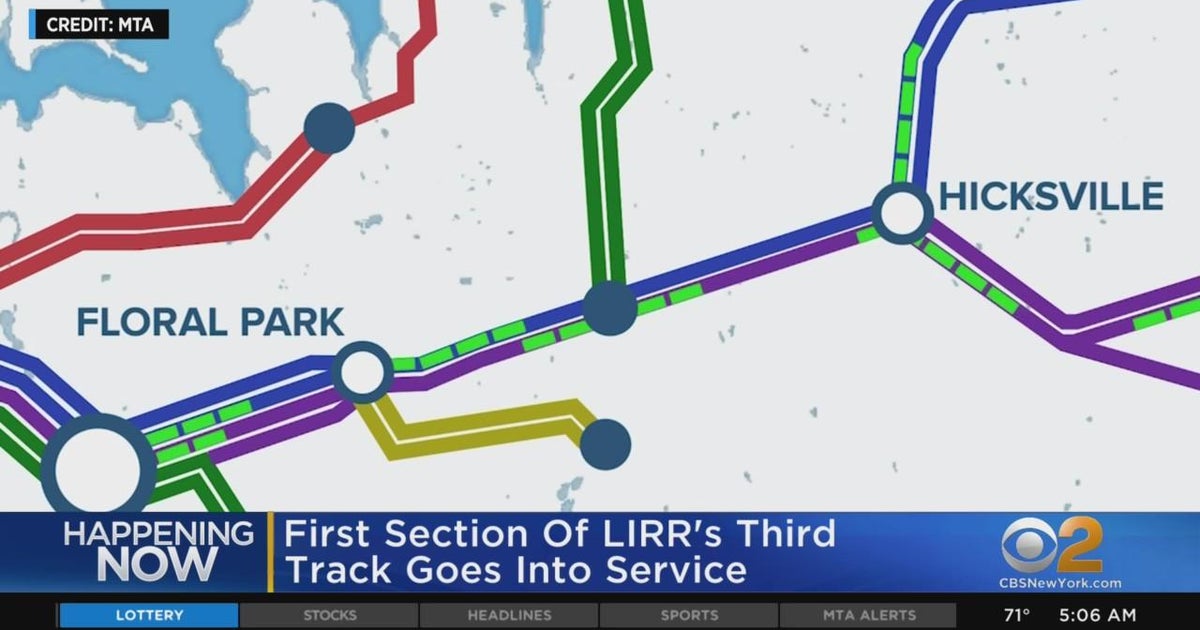 First section of LIRR's third track expansion opens Monday - CBS New York