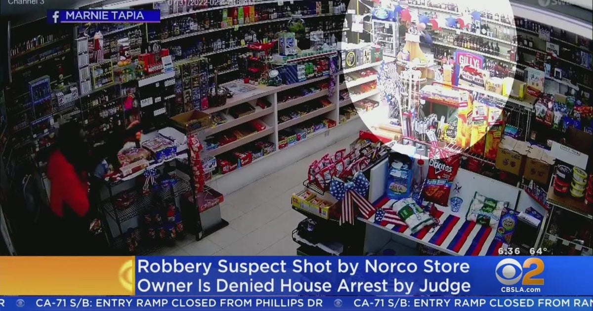 Robbery suspect shot by Norco store owner denied house arrest - CBS Los ...