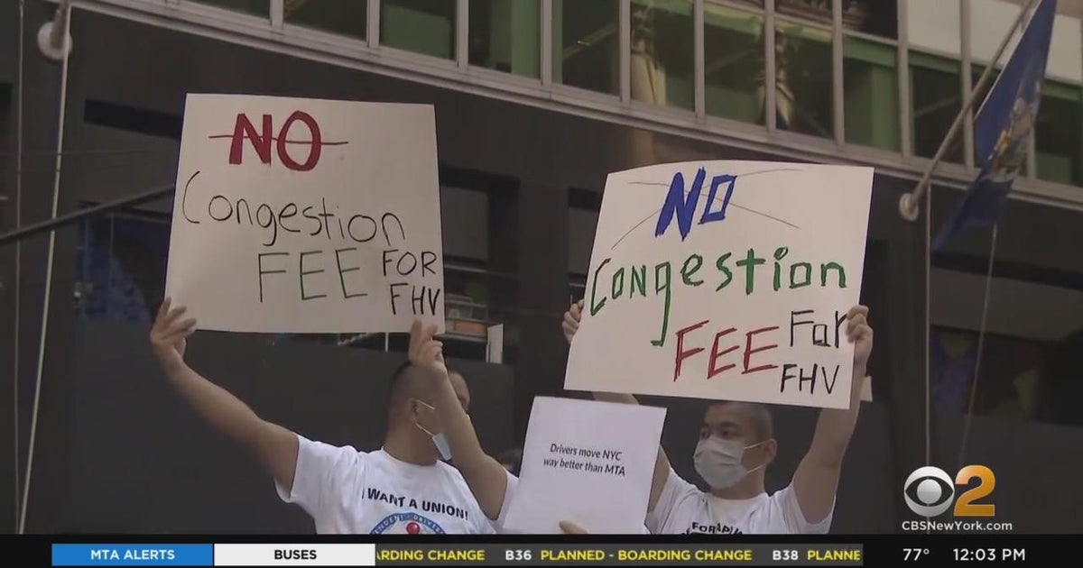Ride-share workers protest congestion pricing - CBS New York
