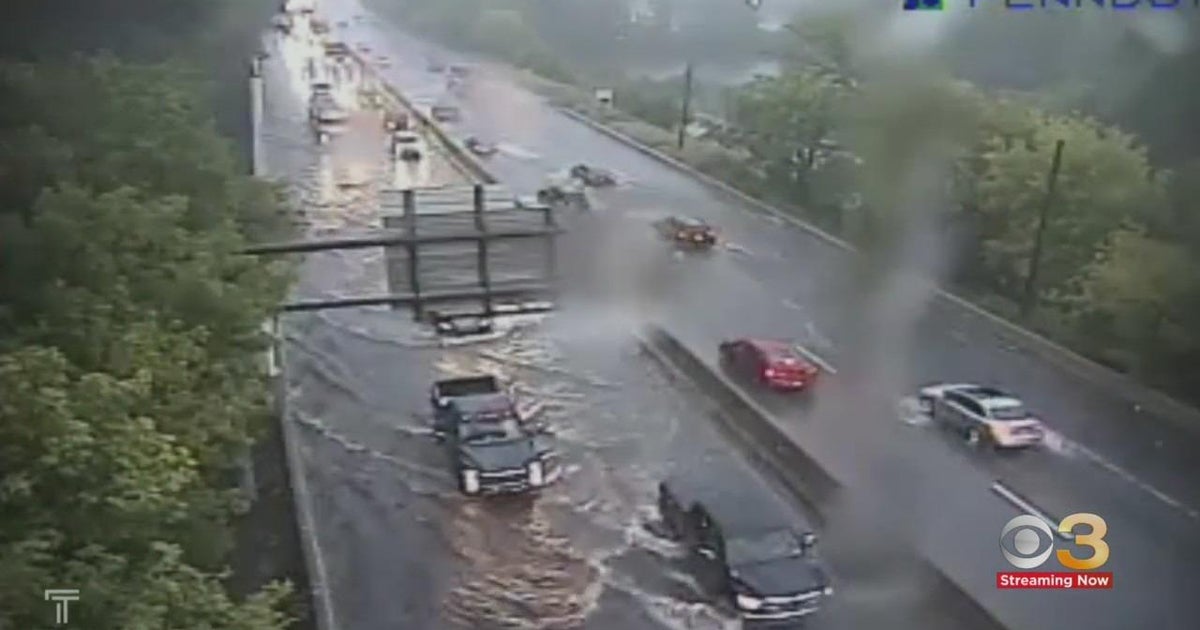 Heavy rain floods portion of Schuylkill Expressway - CBS Philadelphia