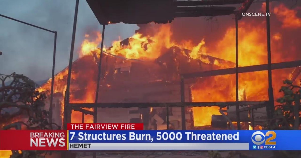 Crews continue to battle 2,000 acre Fairview Fire in Hemet - CBS Los ...