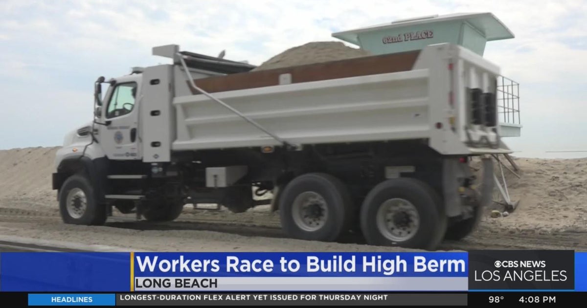 Long Beach crews race to build high berm ahead of Hurricane Kay - CBS ...