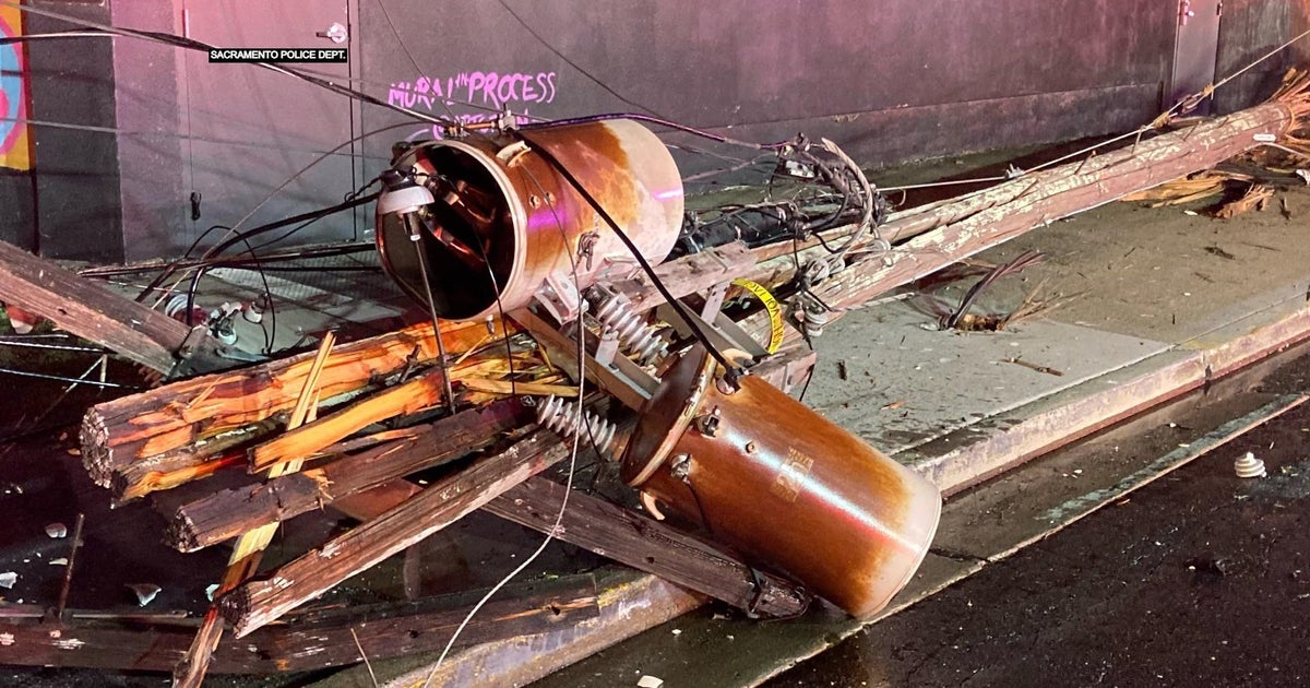 2 people hospitalized after crashing into power pole on Arden Way - CBS ...