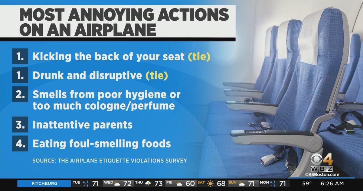 Most annoying actions on an airplane ranked - CBS Boston